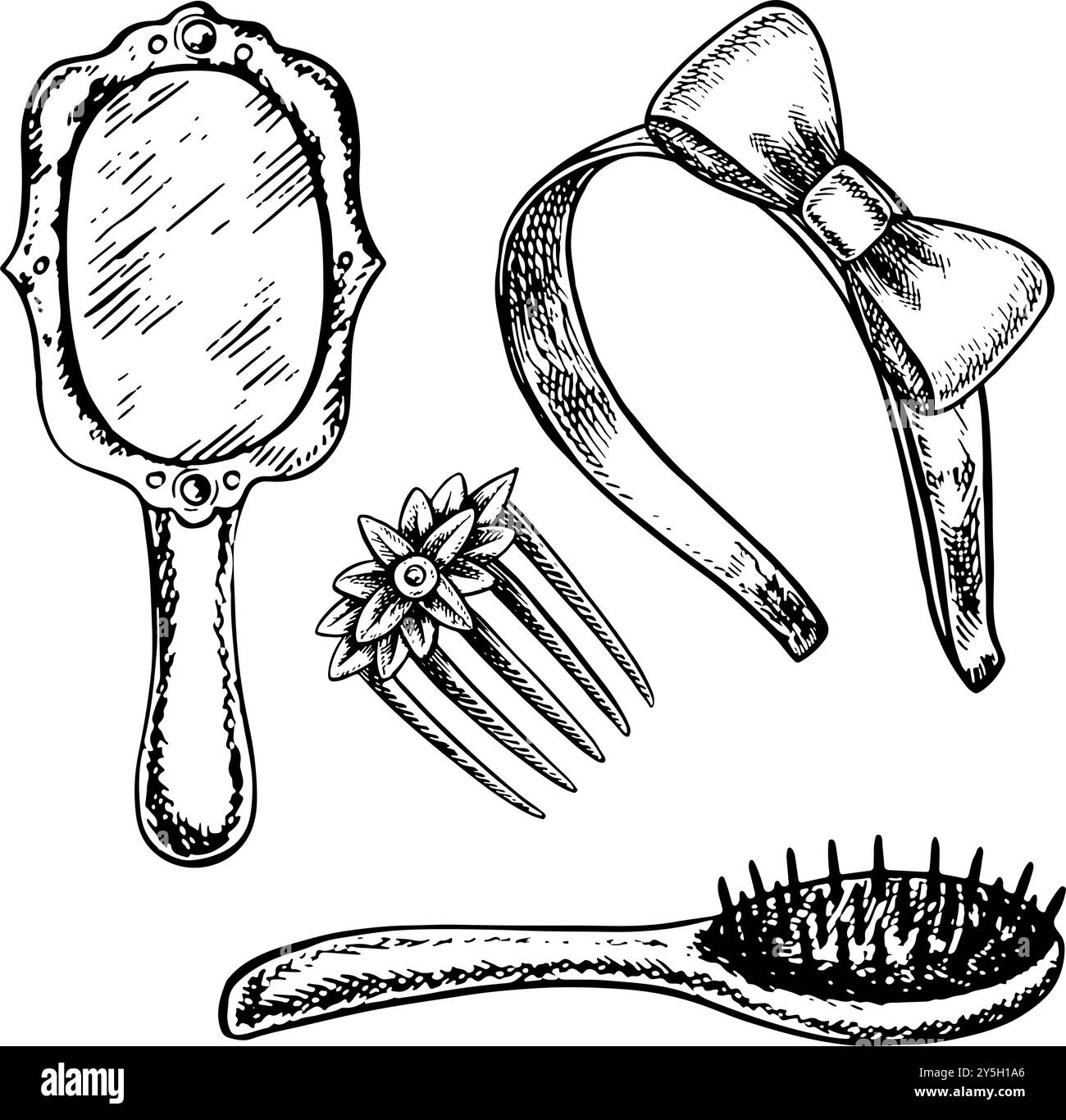 Hair brush in hand Black and White Stock Photos & Images - Alamy