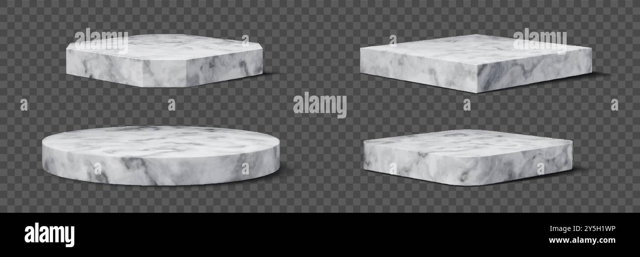 3d marble podium stage pedestals. Realistic vector white stone ...