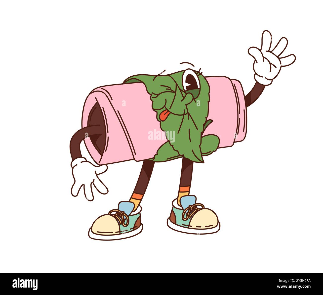 Cartoon groovy japanese sakura mochi dessert character. Isolated vector ...
