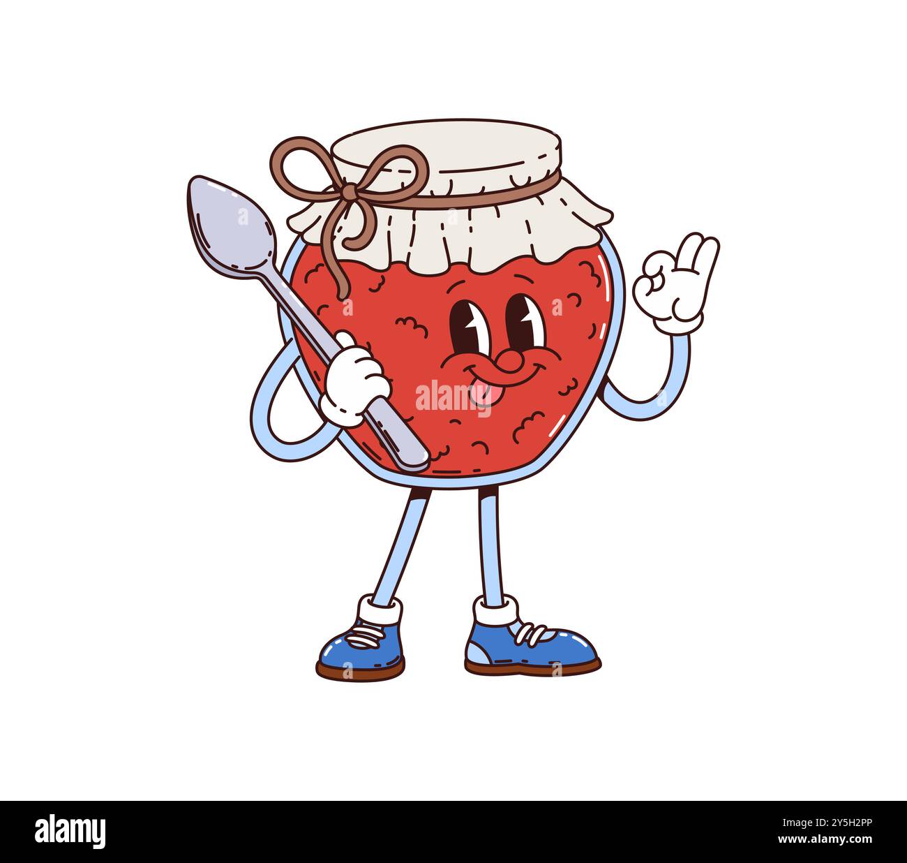 Jam jar retro groovy breakfast character. Isolated cartoon vector ...