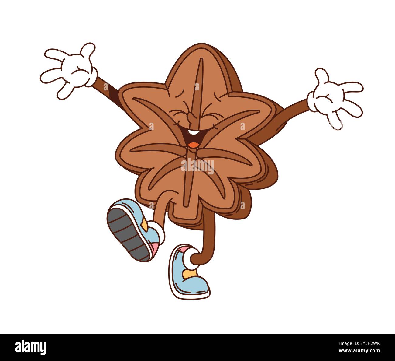 Cartoon groovy japanese manju dessert character expressing joy and ...