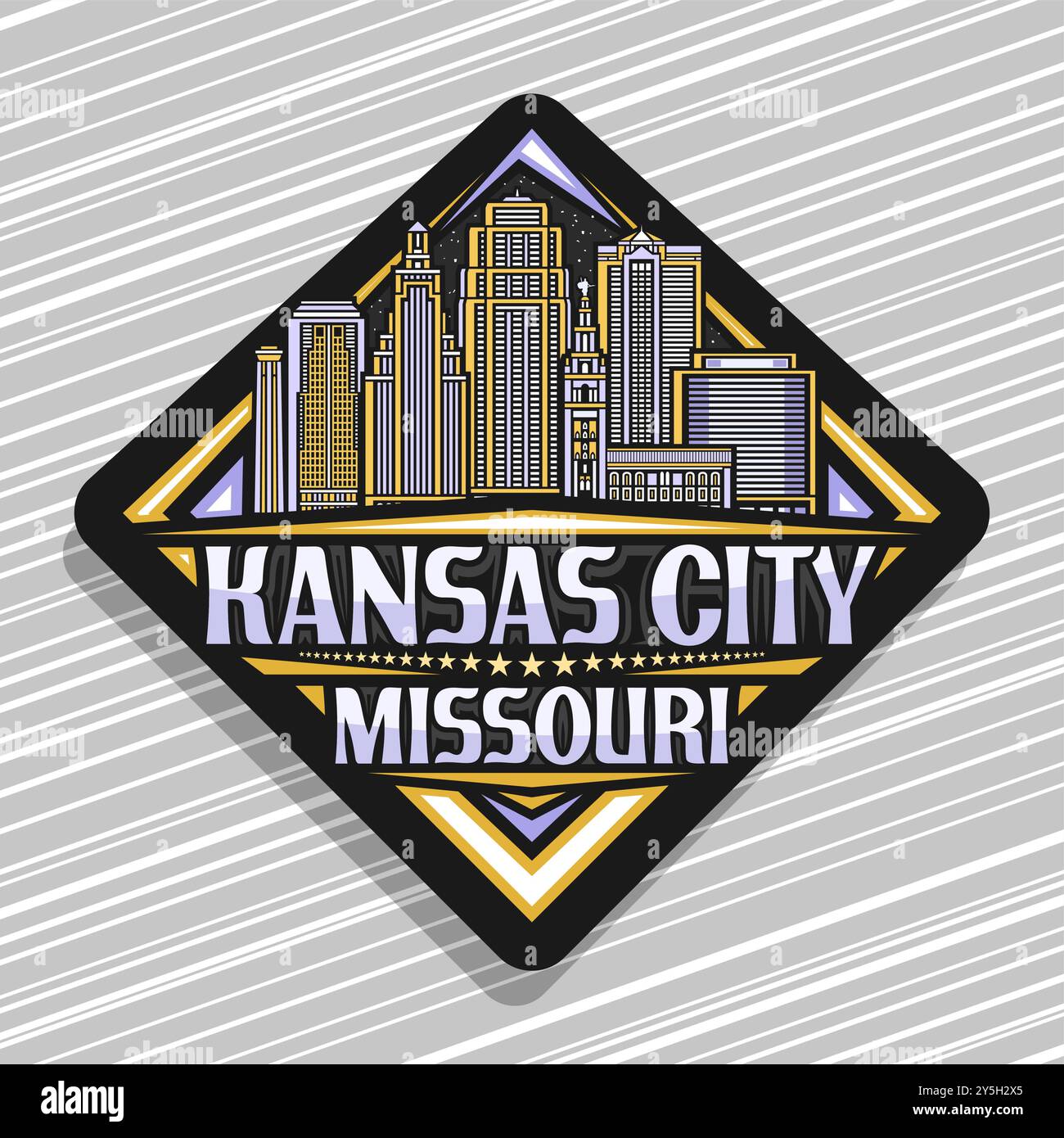 Vector logo for Kansas City, dark decorative rhomb road sign with line ...