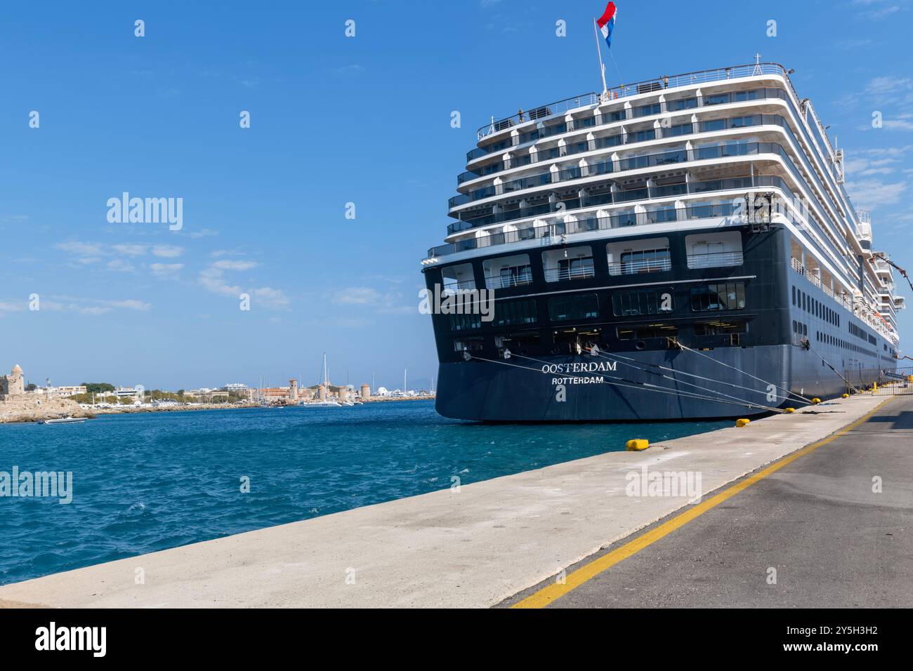 Holland America cruise ship Oosterdam at Kolona Harbour and City Walls ...