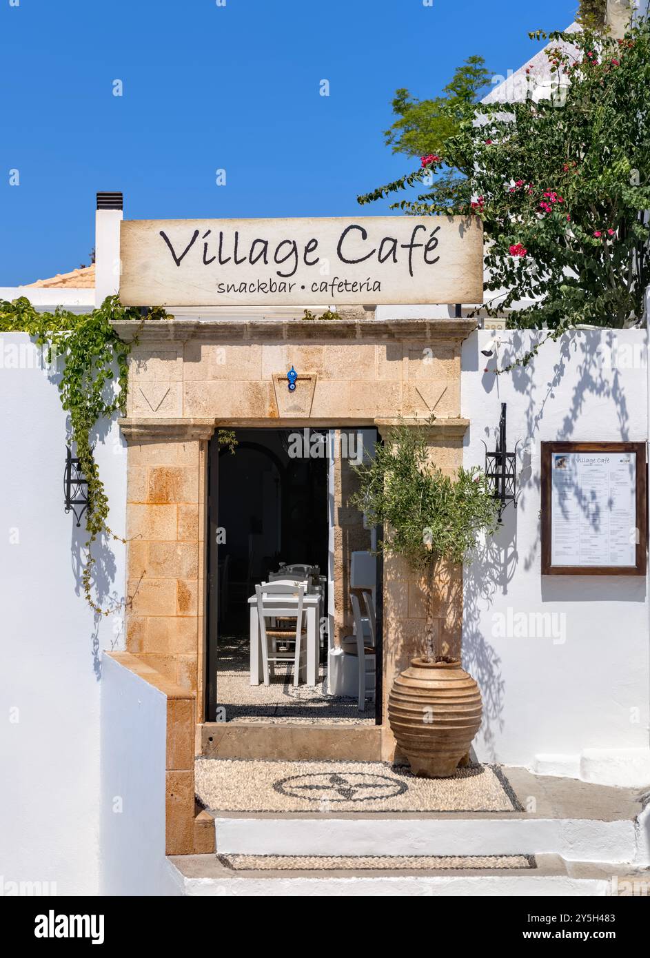 Village Cafe, Lindos, Rhodes, Greece Stock Photo - Alamy
