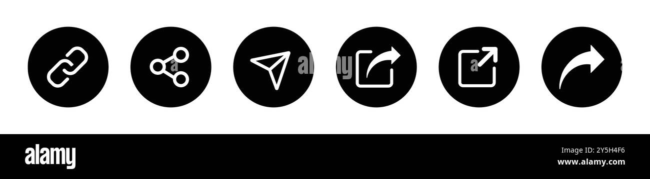 Share icon button set in circle. Share icon set isolated on white ...