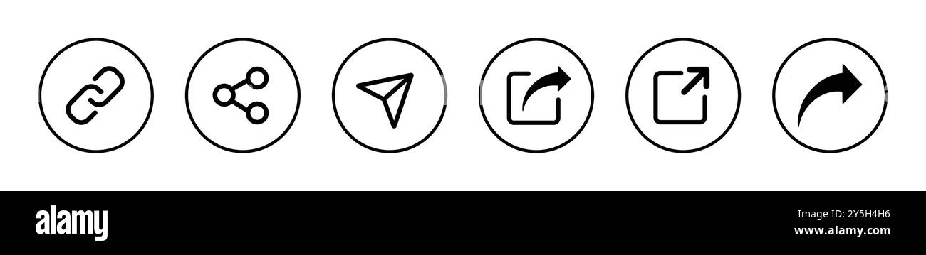 Share icon button set in outline. Share icon set isolated on white background. Share icon button ...