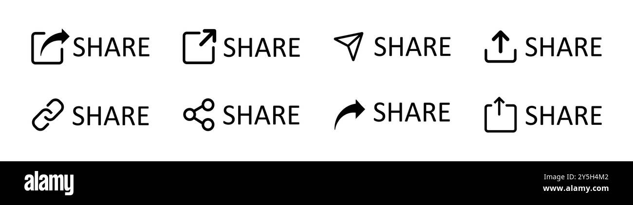 Share icon button set. Share icon set isolated on white background. Social media share icon ...