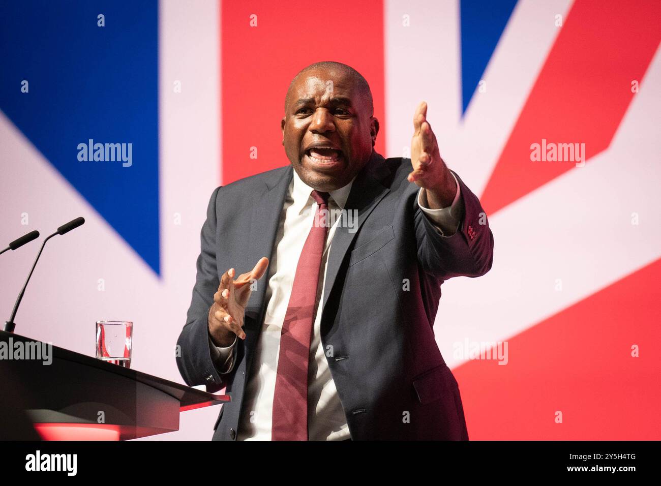 Foreign Secretary David Lammy speaking during the Labour Party ...