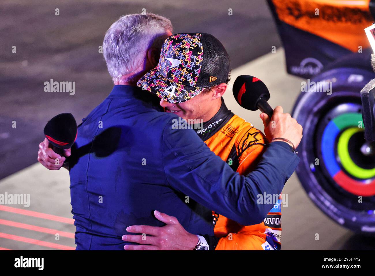 Race winner Lando Norris (GBR) McLaren with David Coulthard (GBR ...