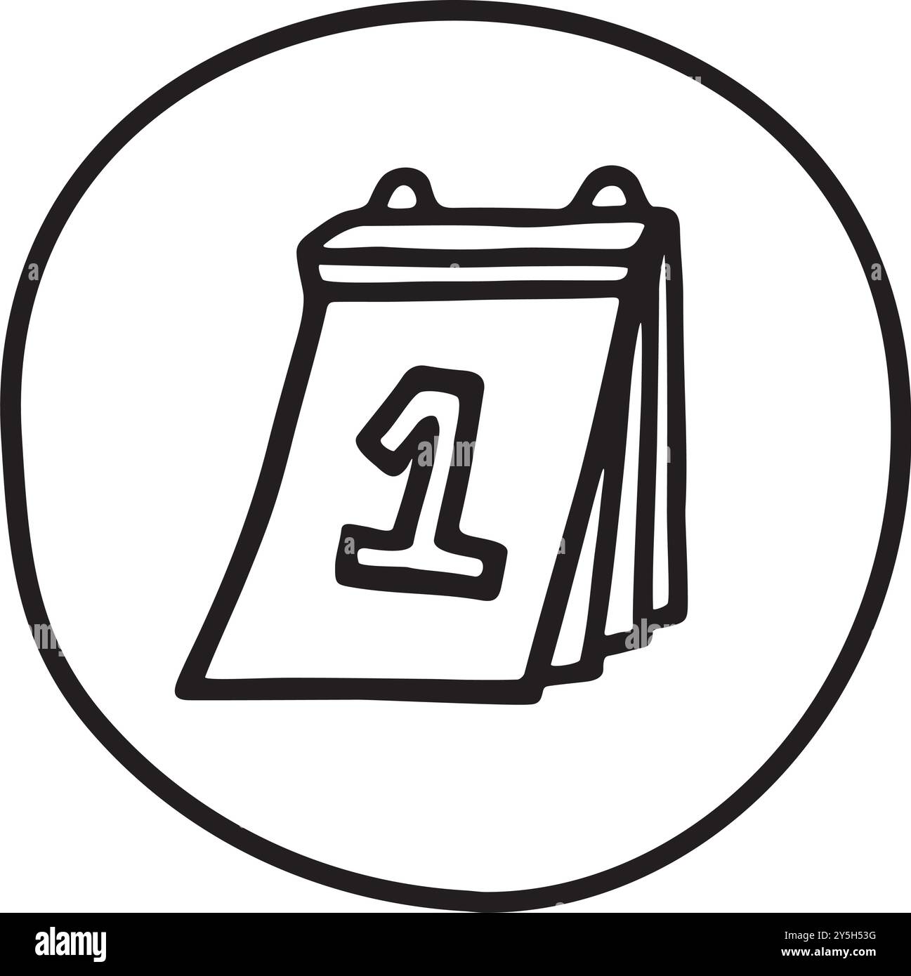 Doodle calendar 1st of month icon hand drawn with thin line Stock ...
