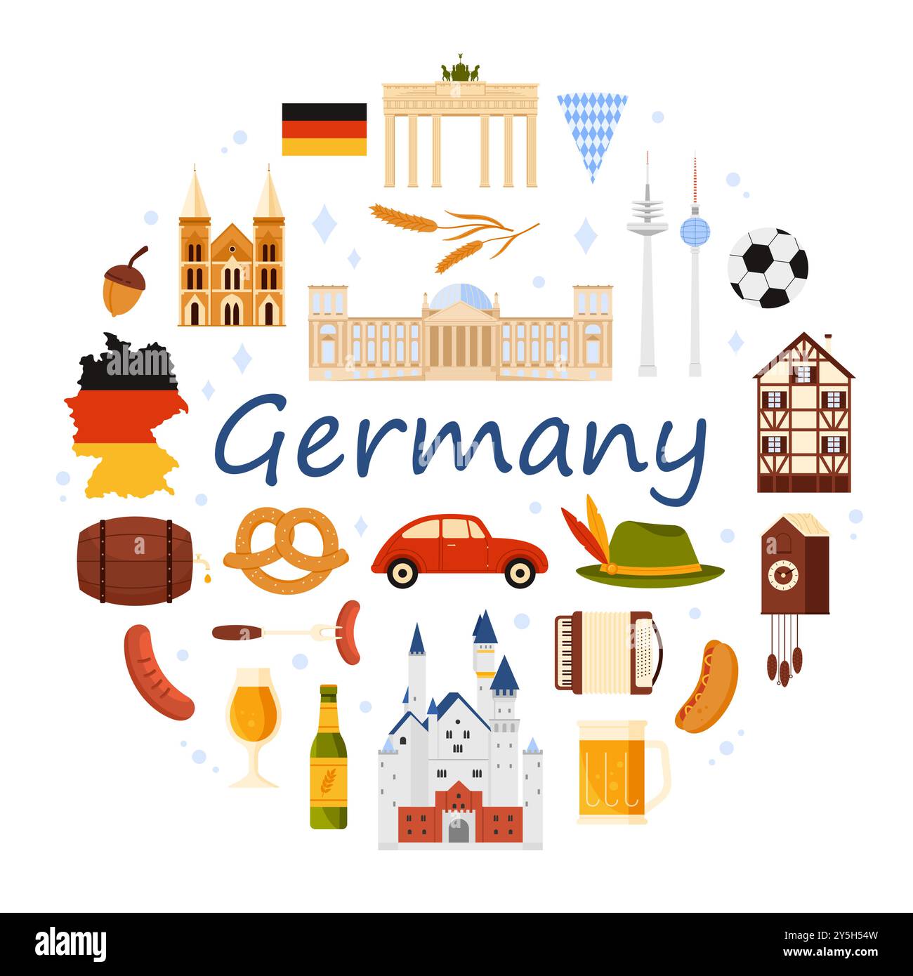 German culture elements and landmarks of Germany, Oktoberfest elements ...