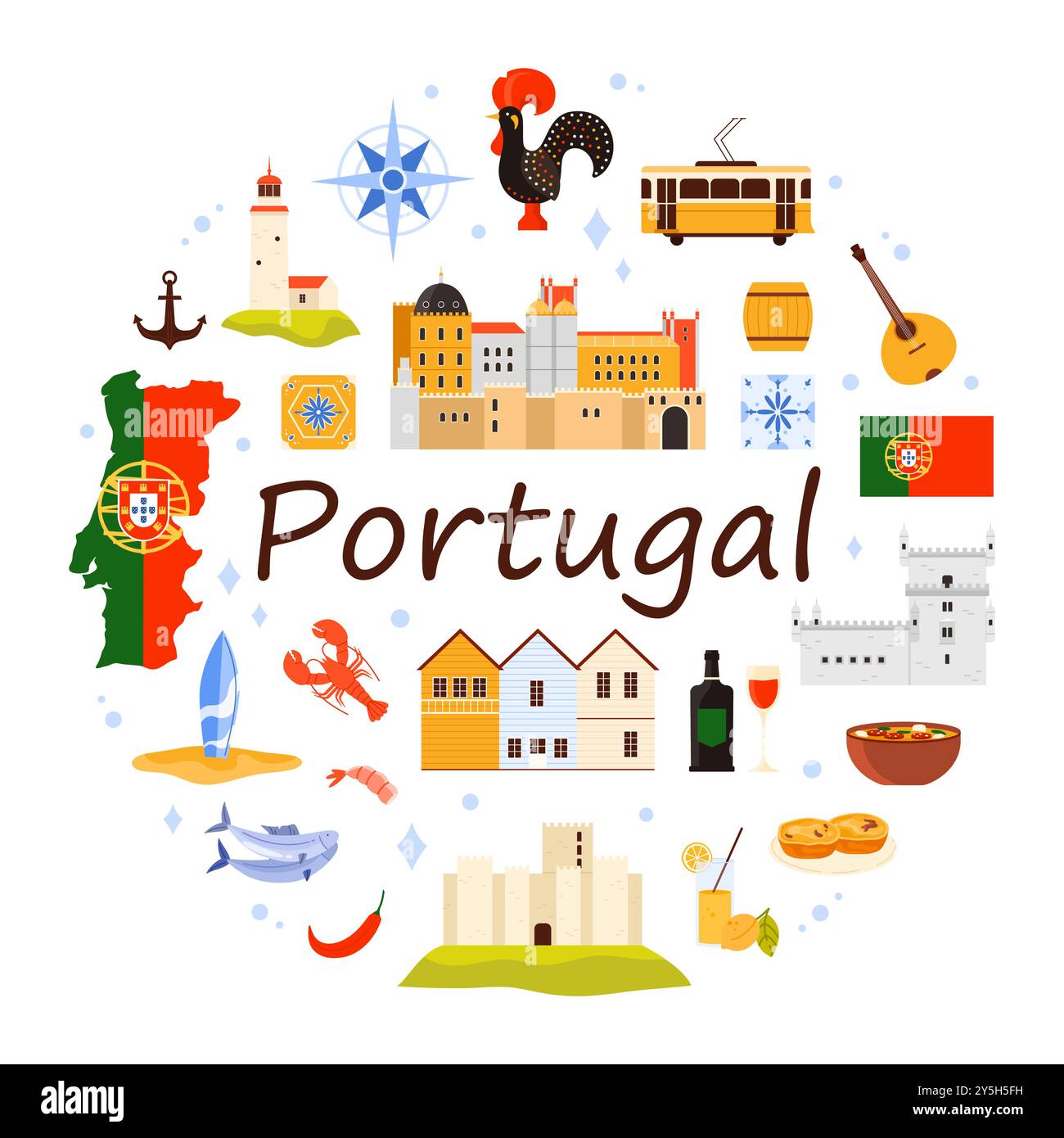Travel to Portugal, culture object and famous food, architecture in ...