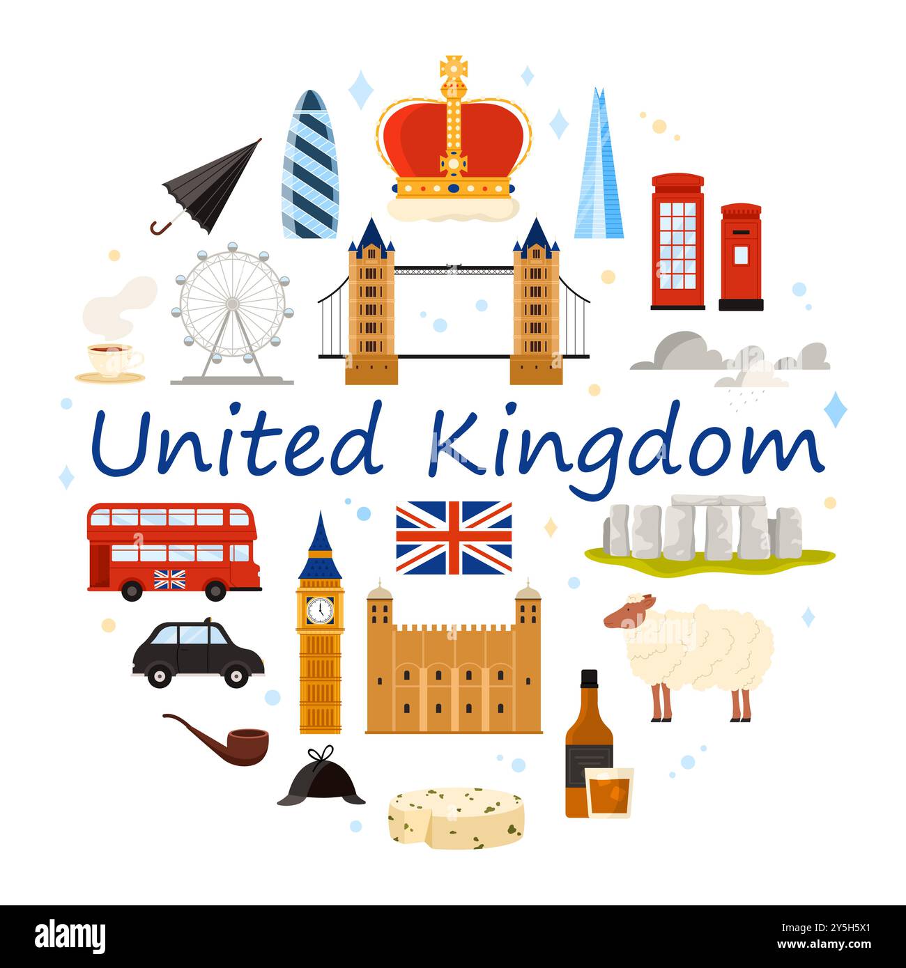 Travel to Great Britain Kingdom and London round banner design. Culture ...