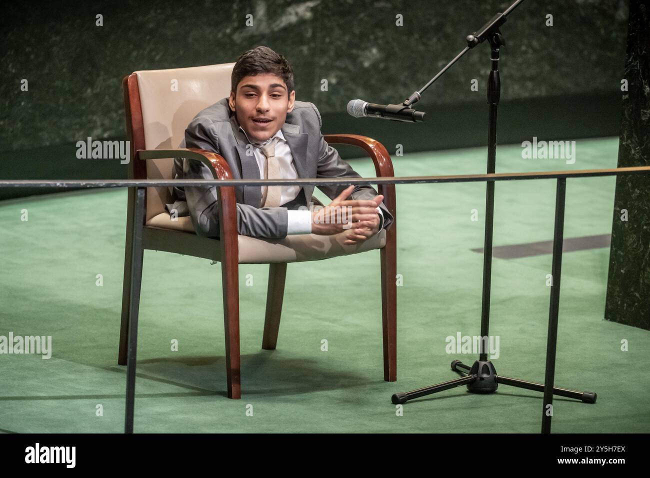 New York, USA. 22nd Sep, 2024. Ghanim Muhammad Al-Muftah from Qatar ...