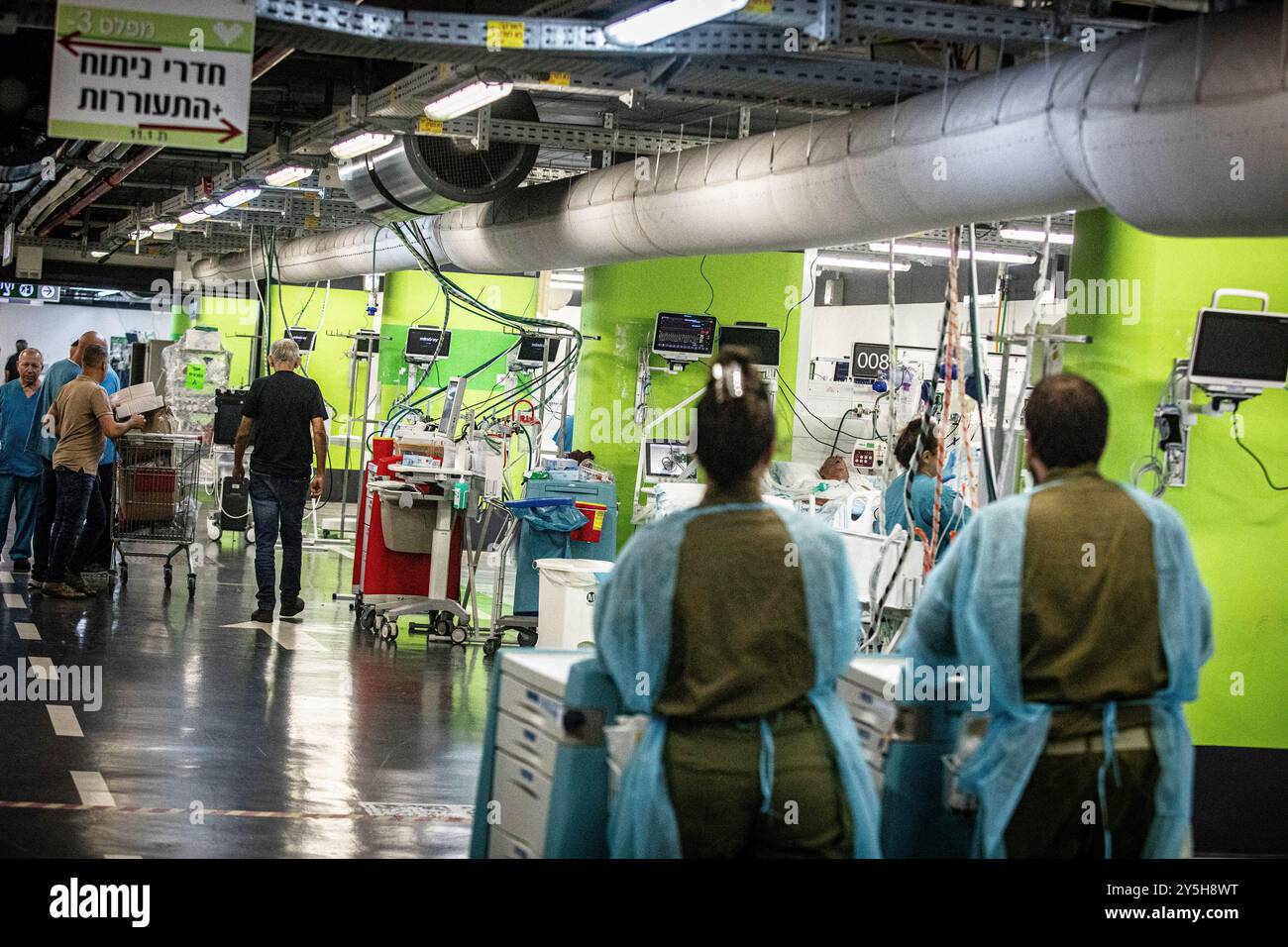 Haifa, Israel. 22nd Sep, 2024. Hospital staff at the underground ...