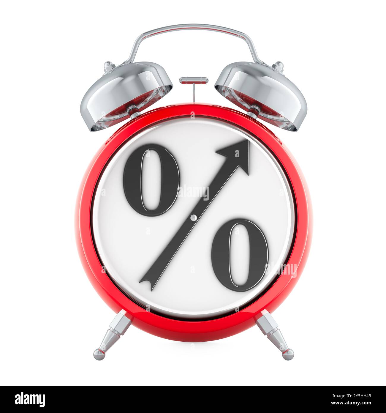 Alarm clock with percent symbol. Discount, concept. 3D rendering ...