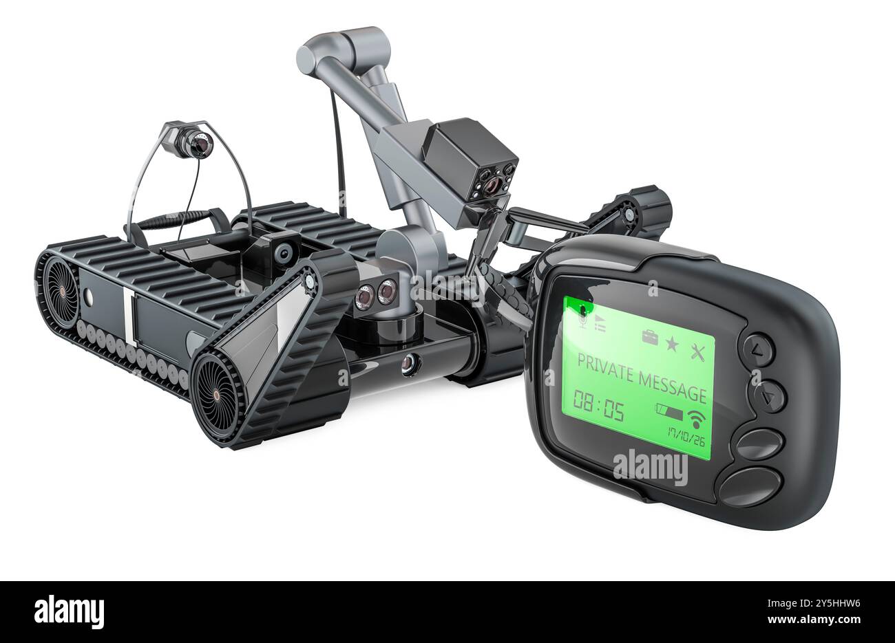 Bomb disposal robot with pager. Pager explosions, pager attack, concept ...