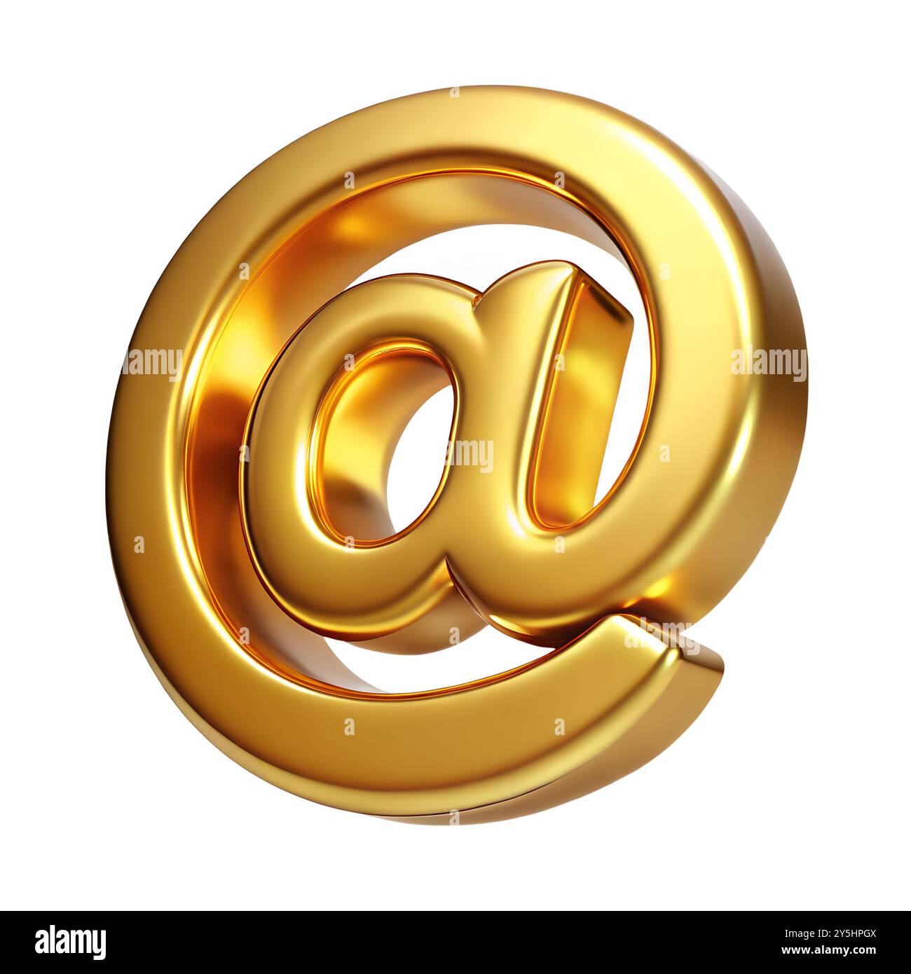 Golden at sign 3D icon isolated on white background. Premium simple ...