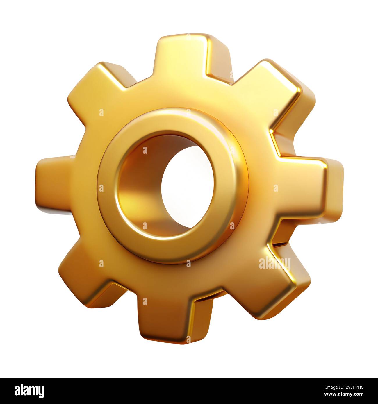 Golden gear 3D icon isolated on white background. Premium simple render ...