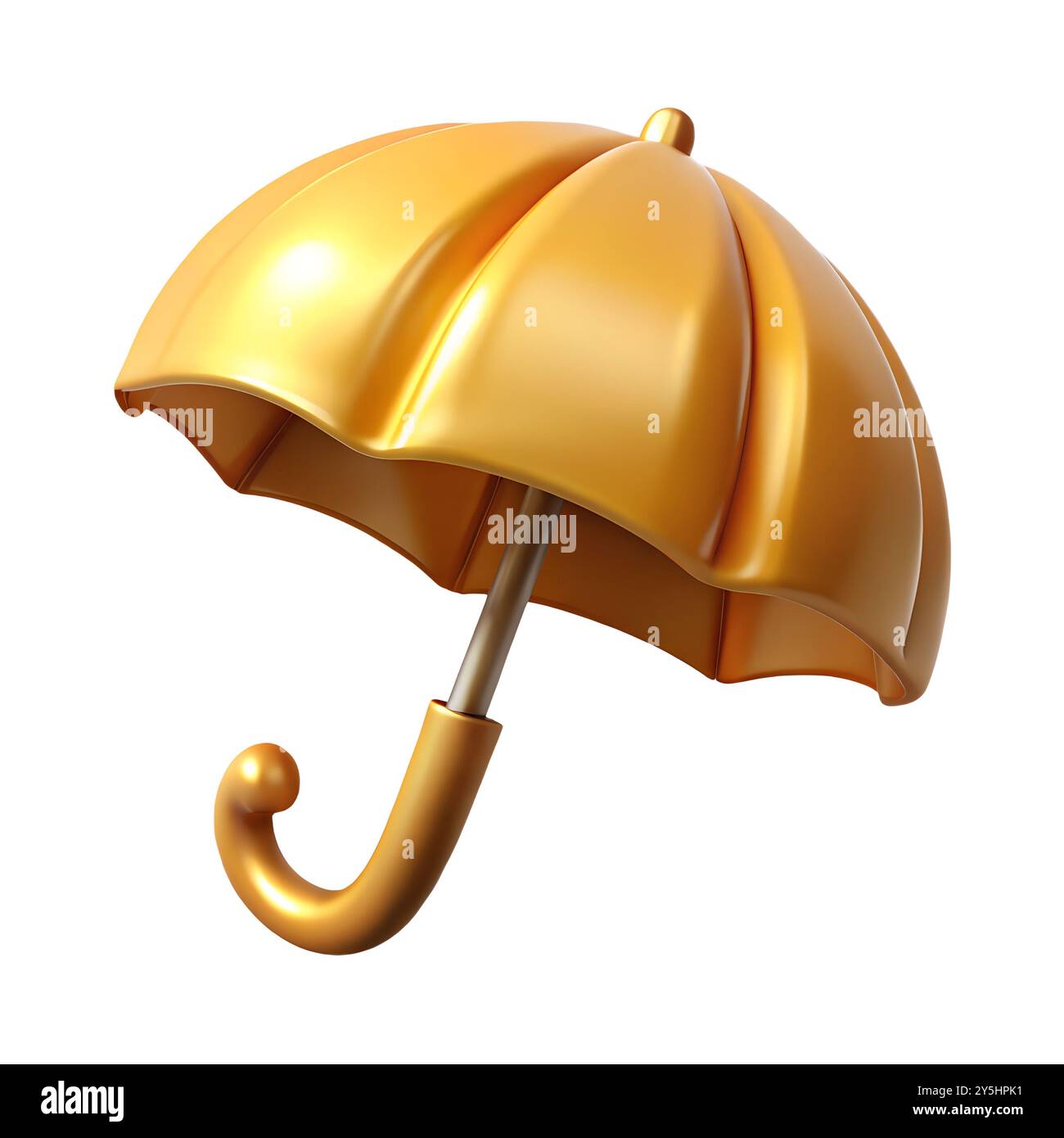 Golden umbrella 3D icon isolated on white background. Premium simple ...