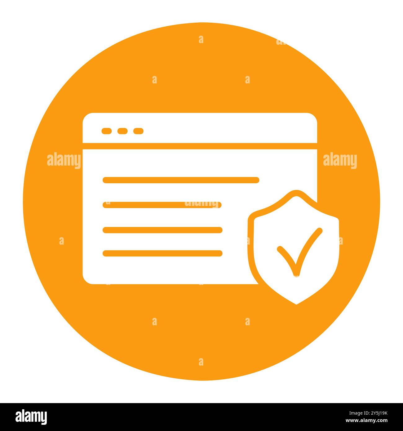 Internet safety vector icon. Web page with protection shield. Security ...