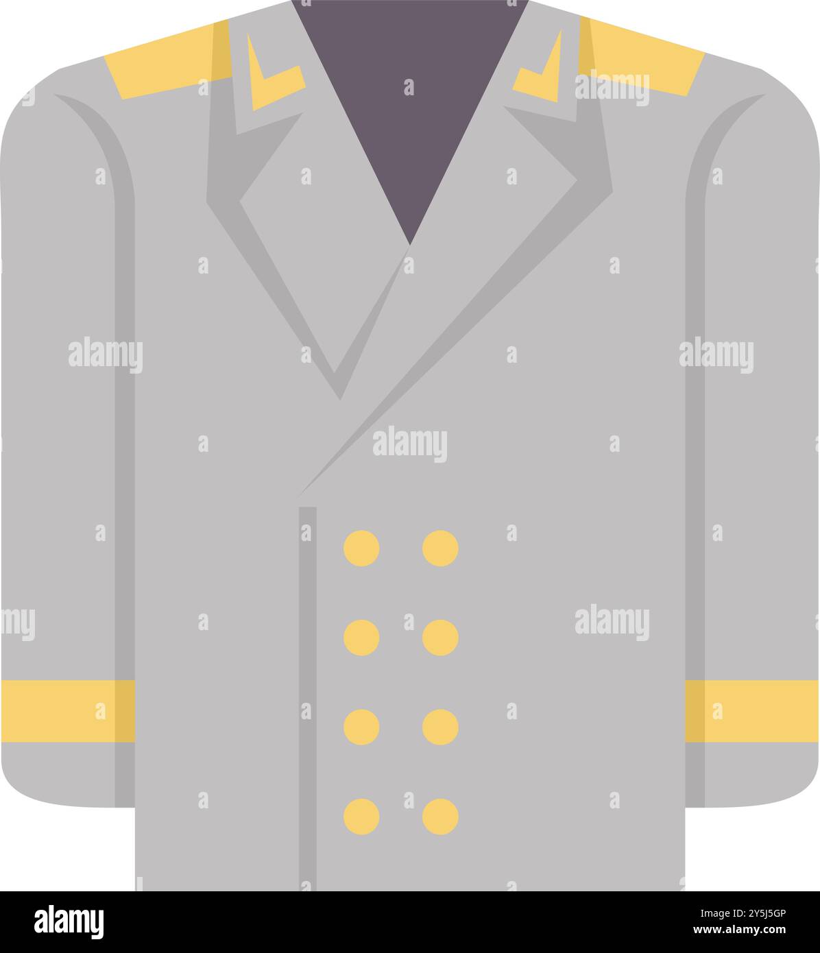 Grey military jacket with yellow epaulets and cuffs featuring double ...