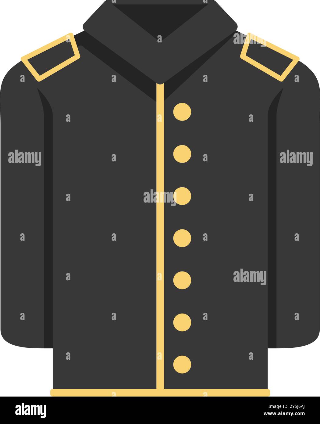 Black military jacket with golden buttons and epaulets on white ...