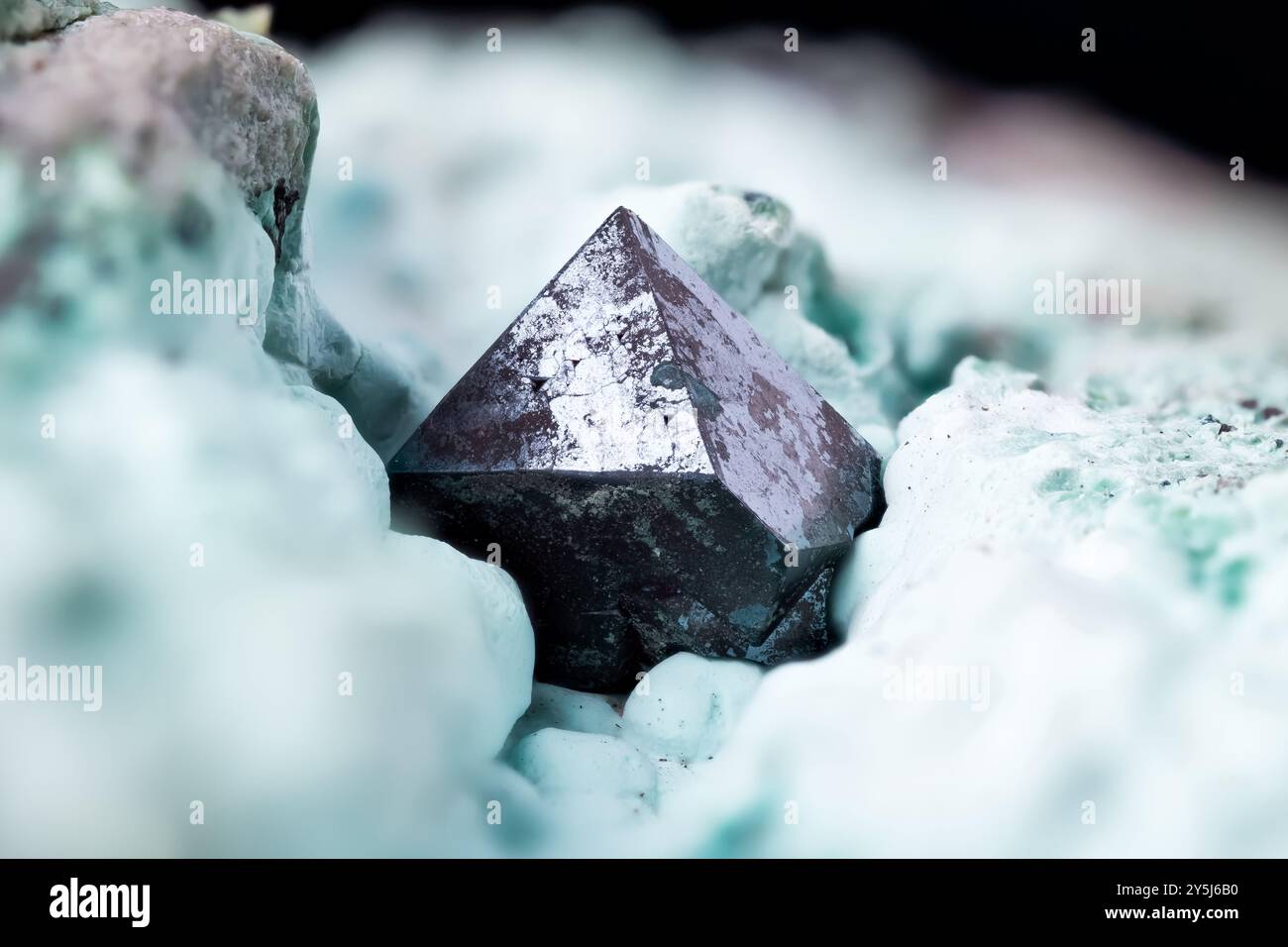 Cuprite on chrysocolla macro photography. Specimen from Mashamba West ...