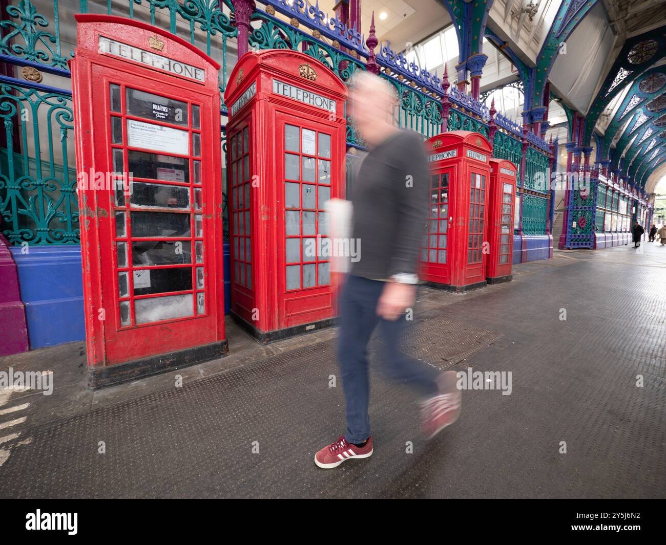 K2 Red Phone boxes kiosks Smithfield Market, London Stock Photo - Alamy