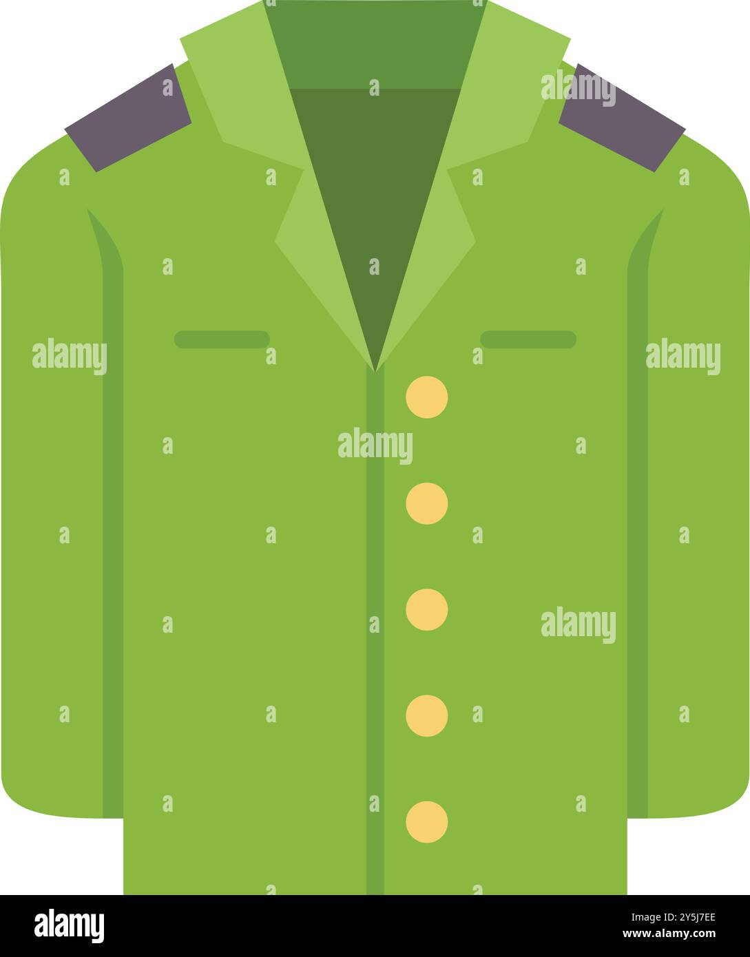 Green military uniform with pockets and golden buttons, for army ...
