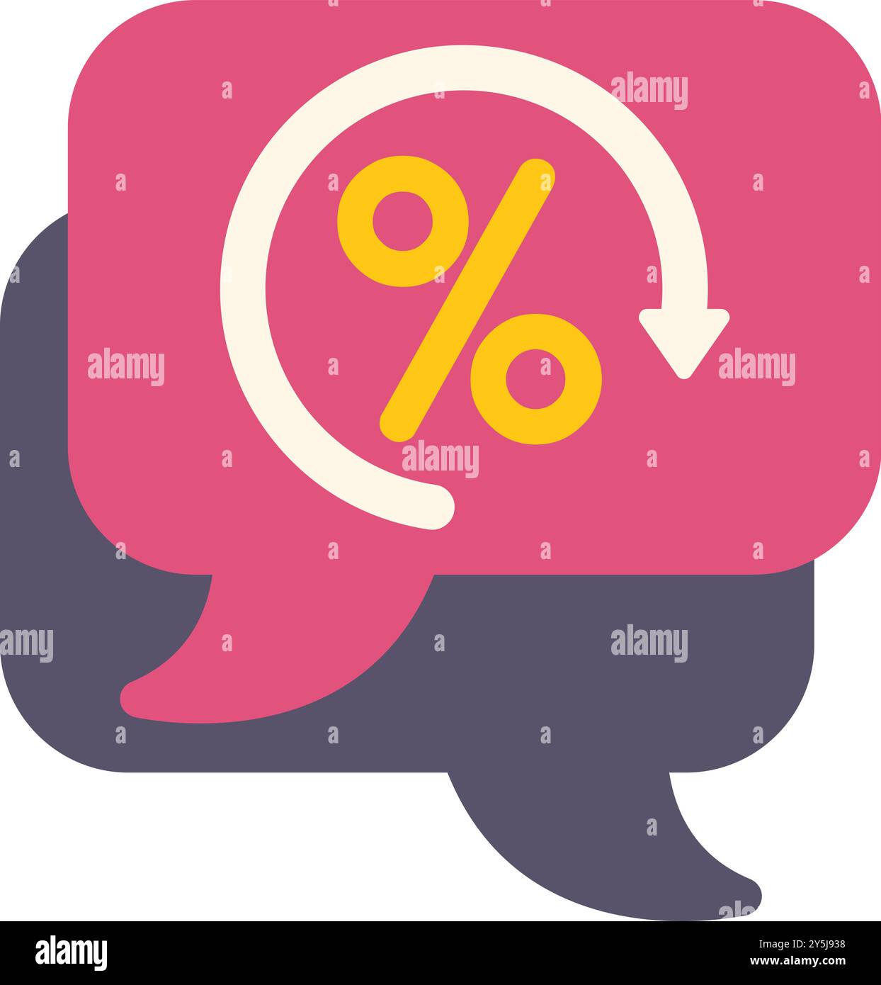 Simple icon of a speech bubble showing percentage symbol with downward ...