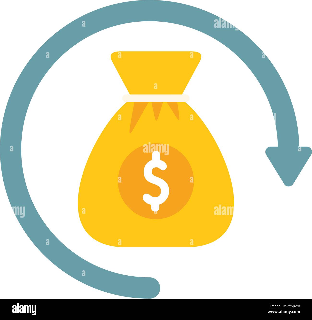 Money bag rotating inside circular arrow depicting concept of cash flow ...