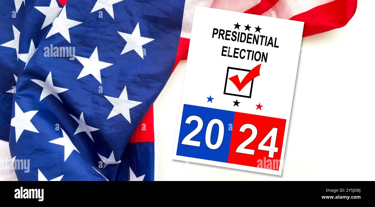 Politics and voting concept. Presidential election 2024 text on white ...