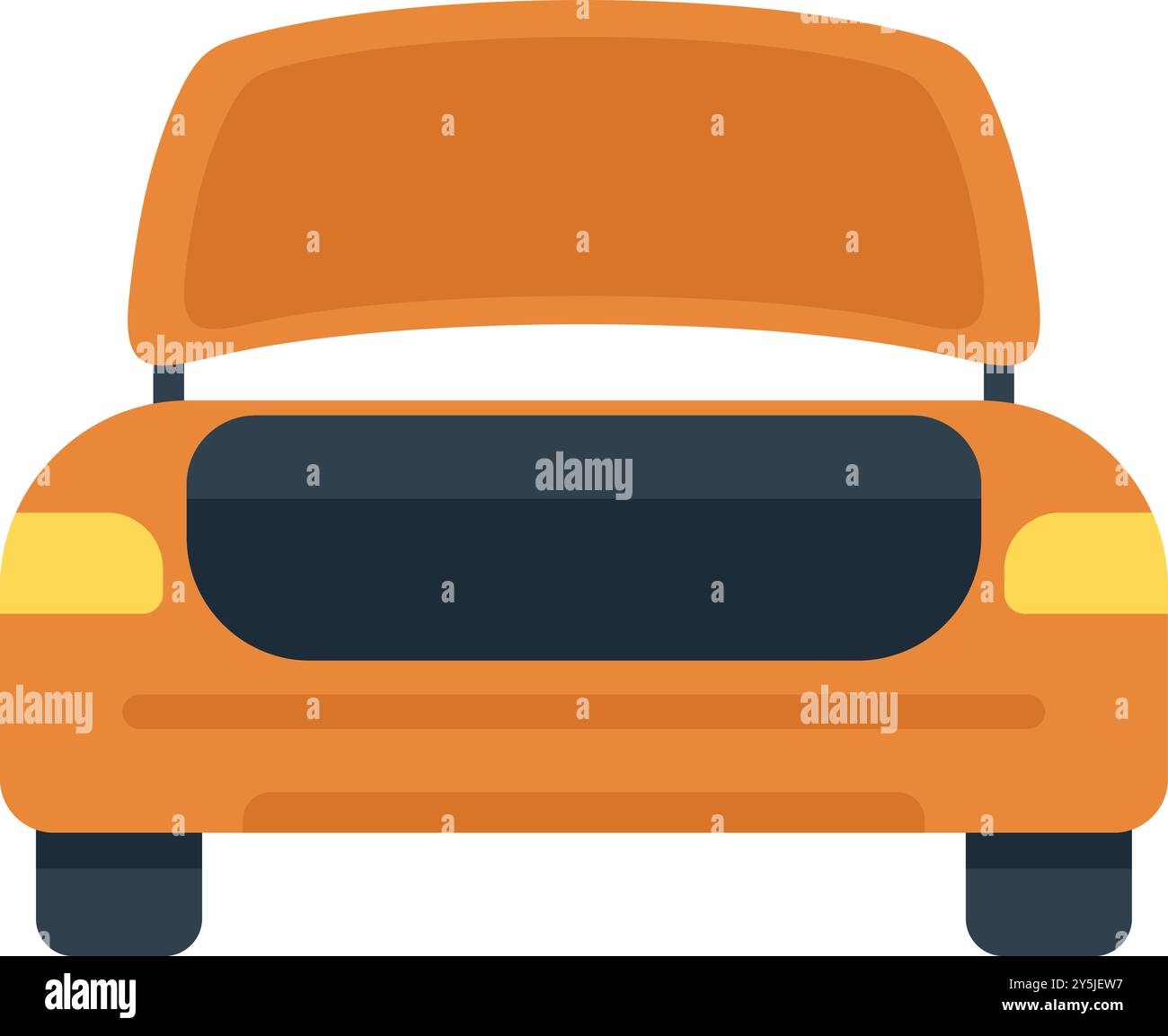 Orange car is parked with its trunk open, revealing an empty cargo ...