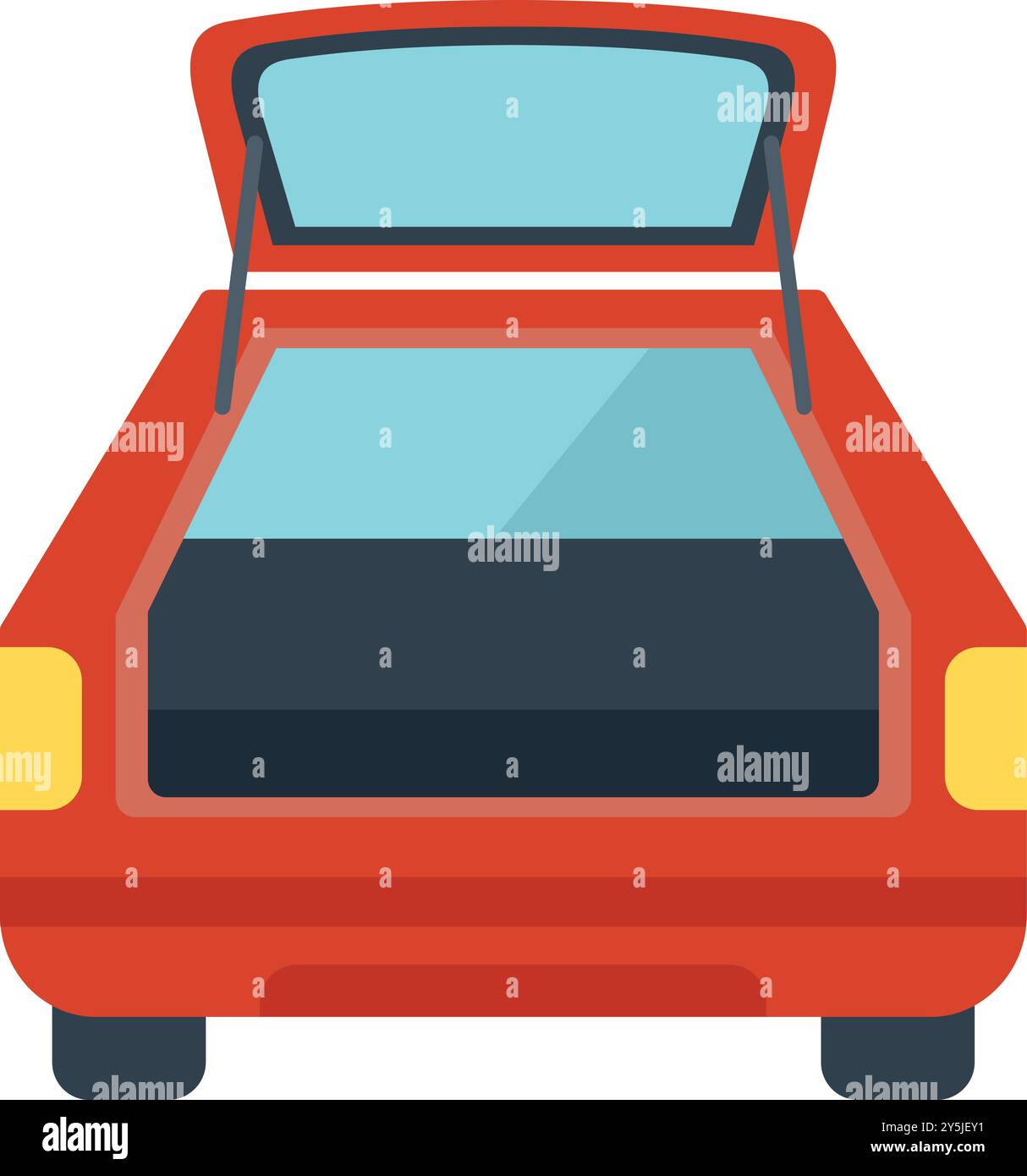 Red car with open empty trunk, ready for loading luggage for a trip ...