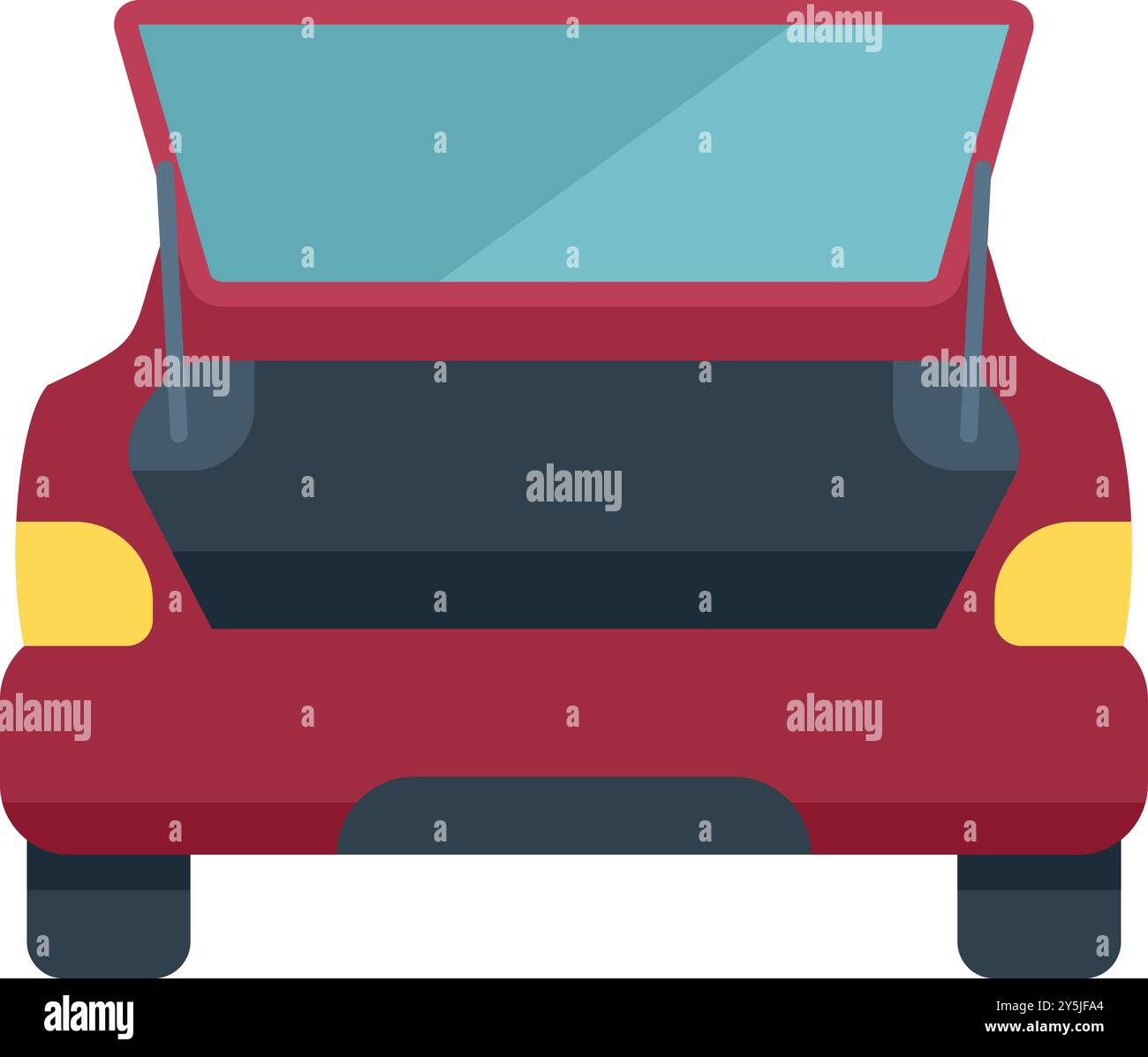 Red car with open empty trunk is waiting for loading Stock Vector Image ...