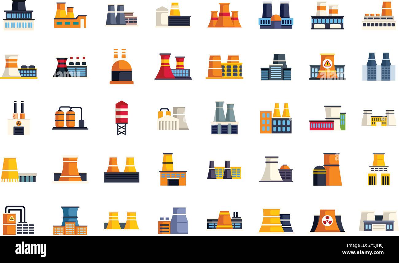 Collection of power plants providing electricity, featuring various ...