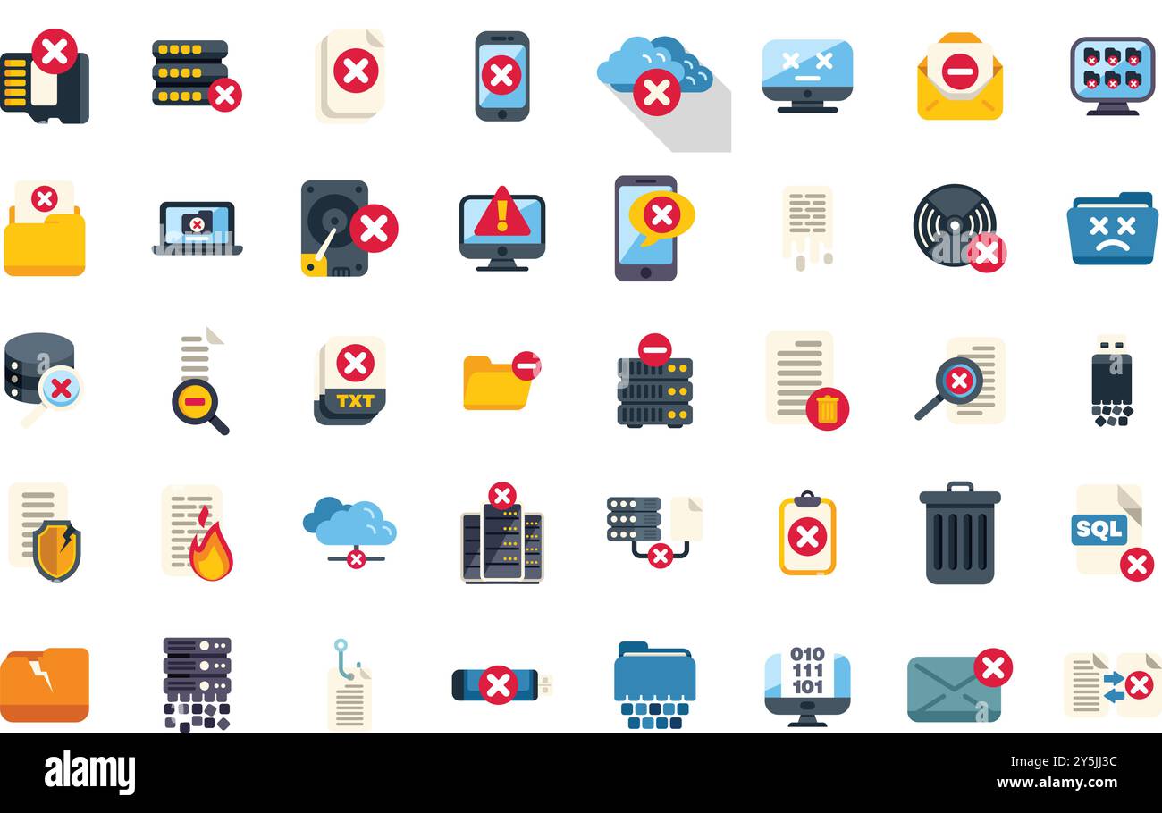 This royalty free vector illustration set of data loss and computer ...