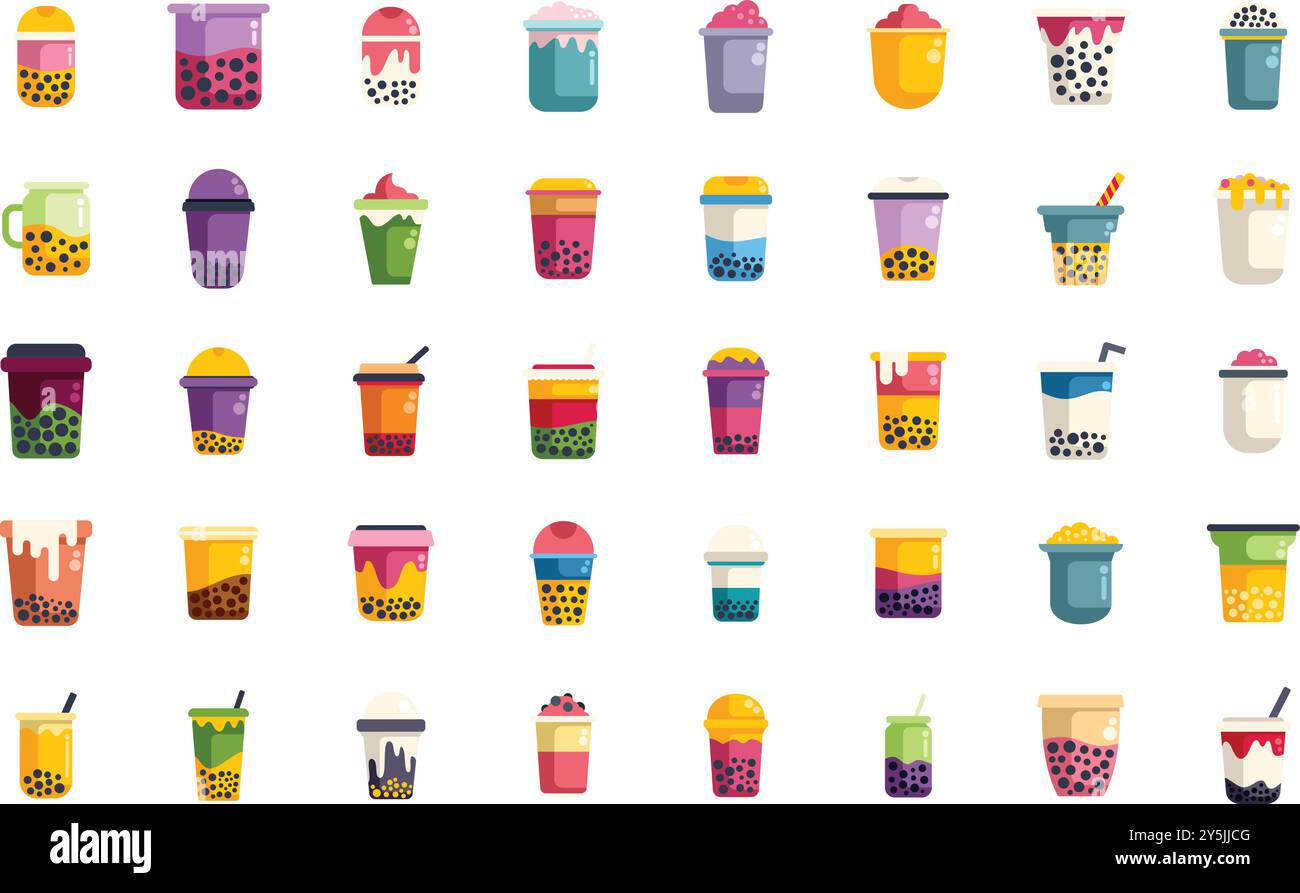 Collection of bubble tea cups showing the variety of flavors and ...