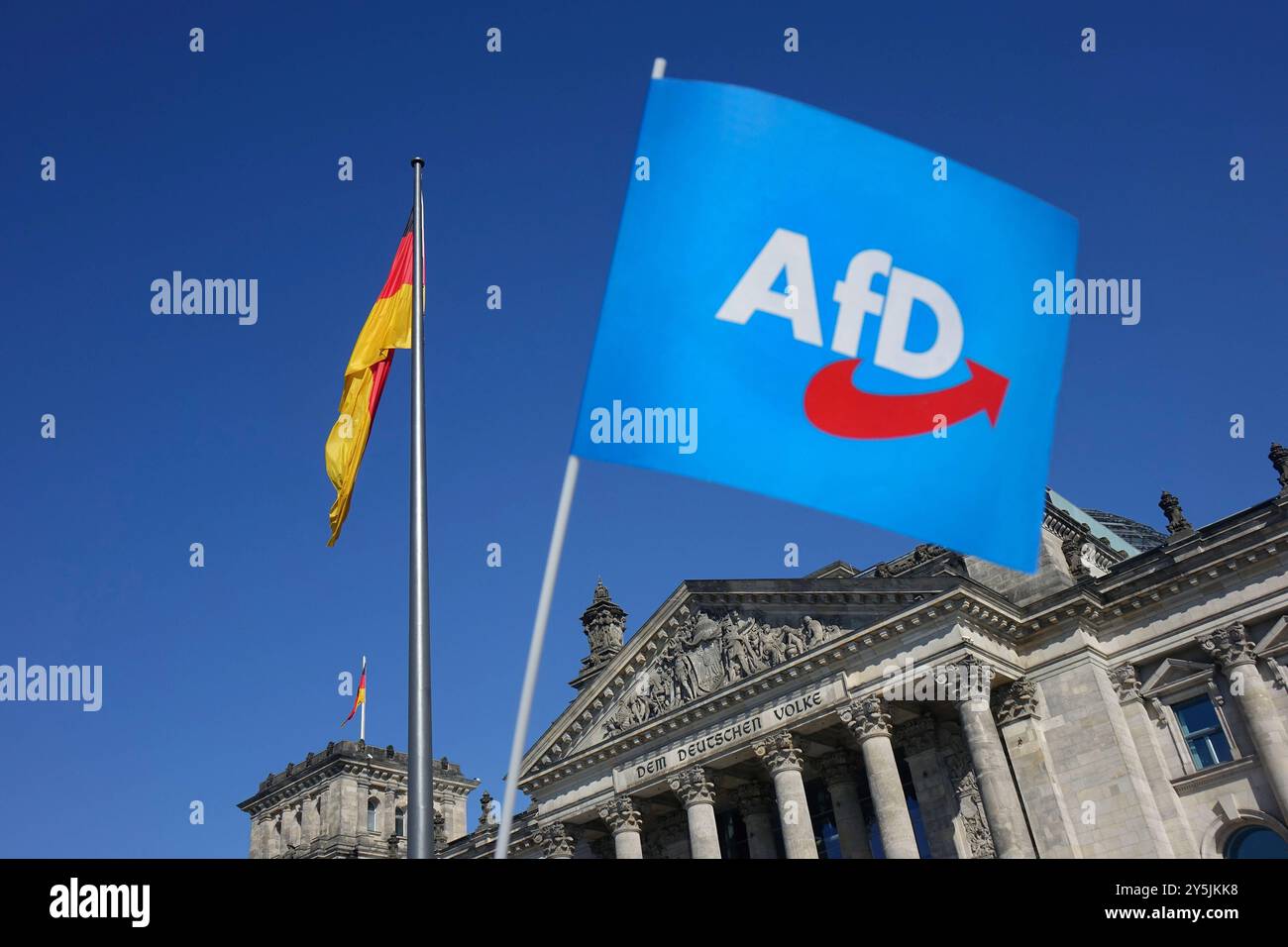 Reichstag mit AfD-Fähnchen Reichstag mit AfD-Fähnchen, 21.09.2024 ...