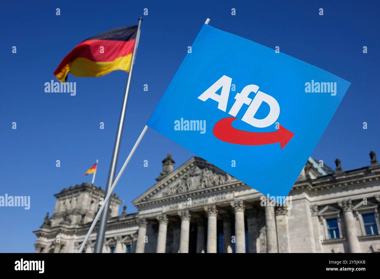 Reichstag mit AfD-Fähnchen Reichstag mit AfD-Fähnchen, 21.09.2024 ...