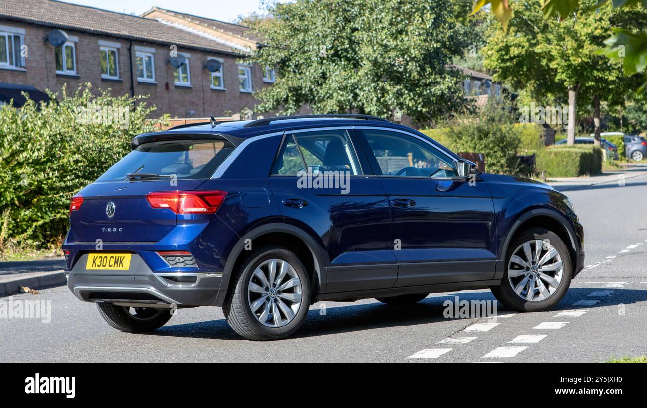 Milton Keynes,UK - Sept 16th 2024: 2018 blue Volkswagen T-Roc turning ...