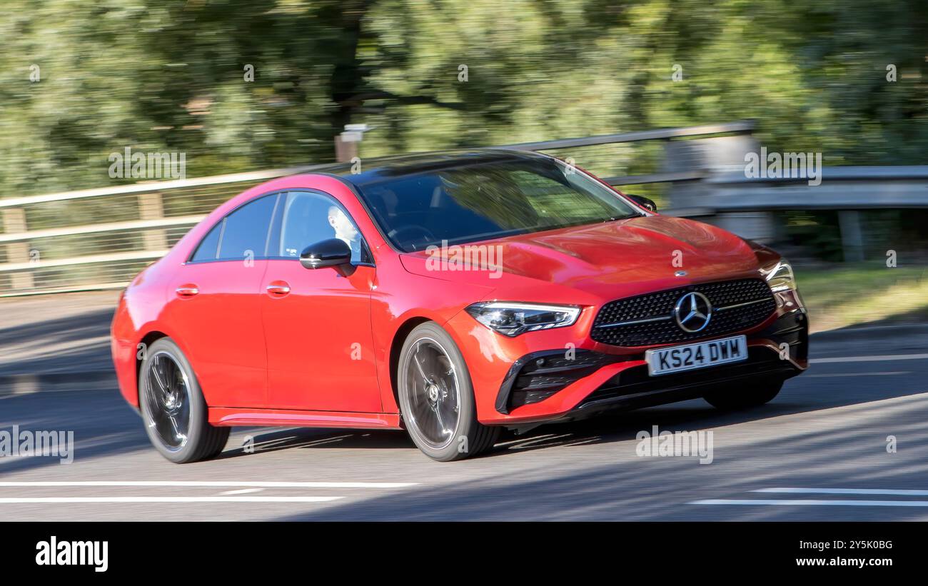Milton Keynes,UK - Sept 16th 2024: 2024 red diesel engine MERCEDES-BENZ ...