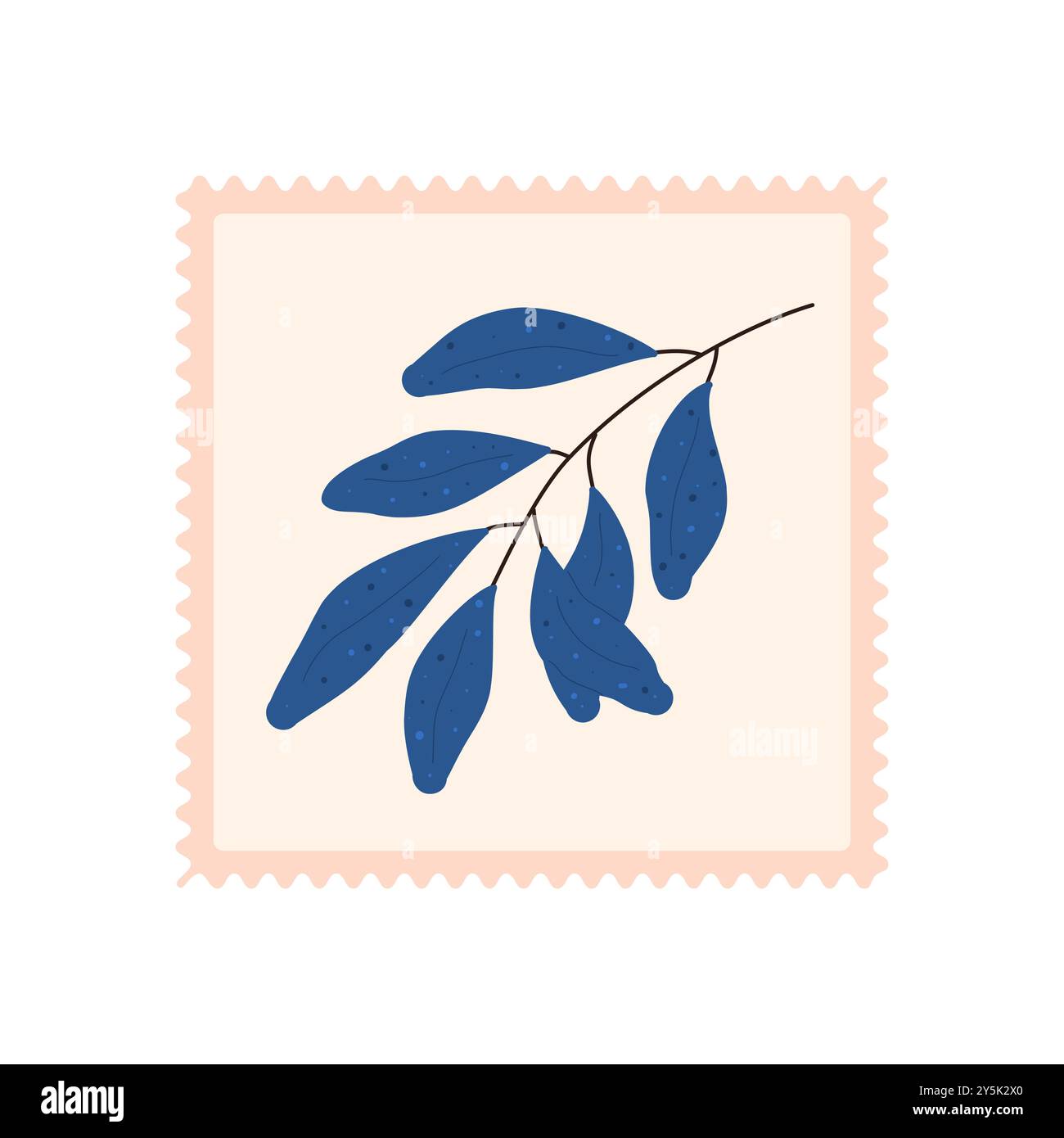 Leaves stamp. Foliage sticker. Vector hand drawn flat illustration ...