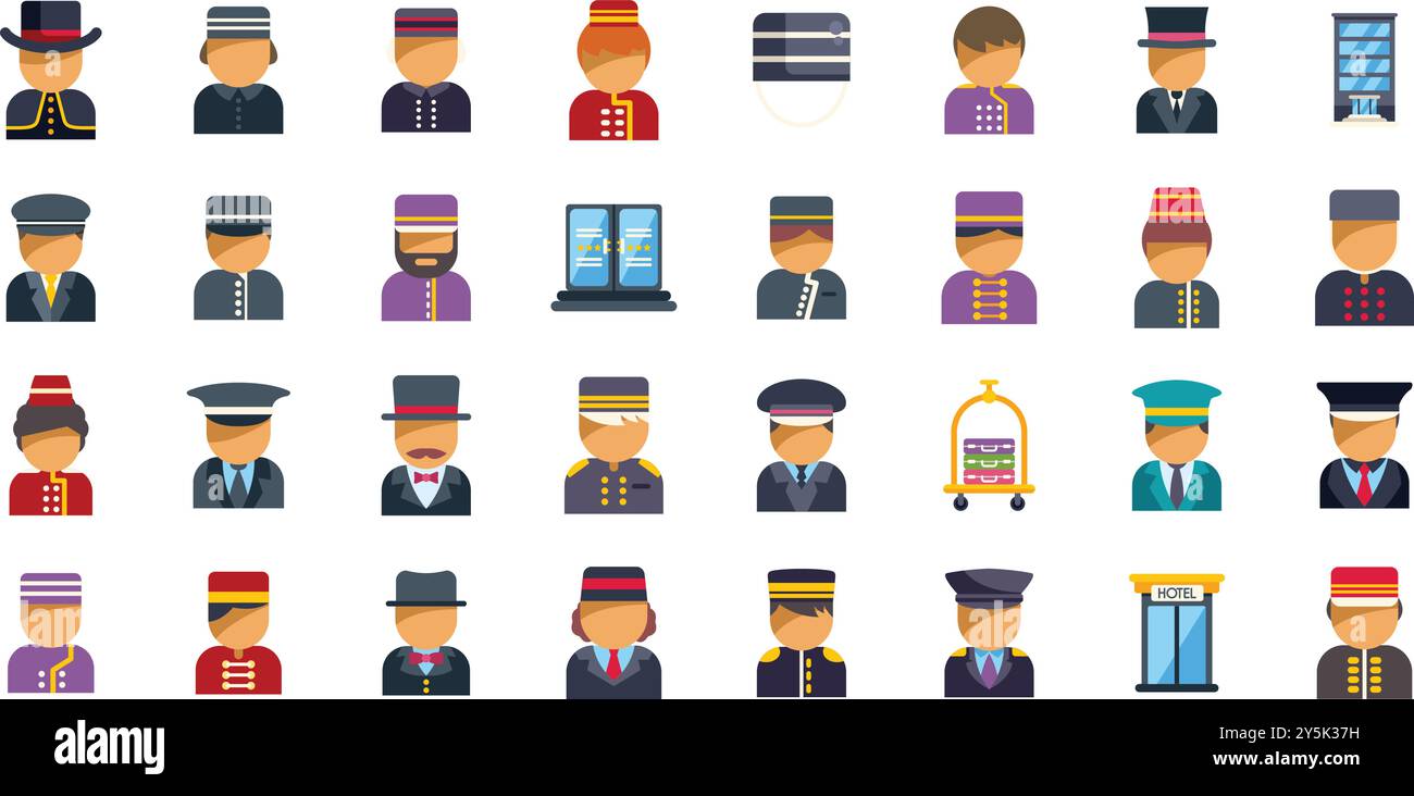 Hotel staff avatars showing different professions working in the ...