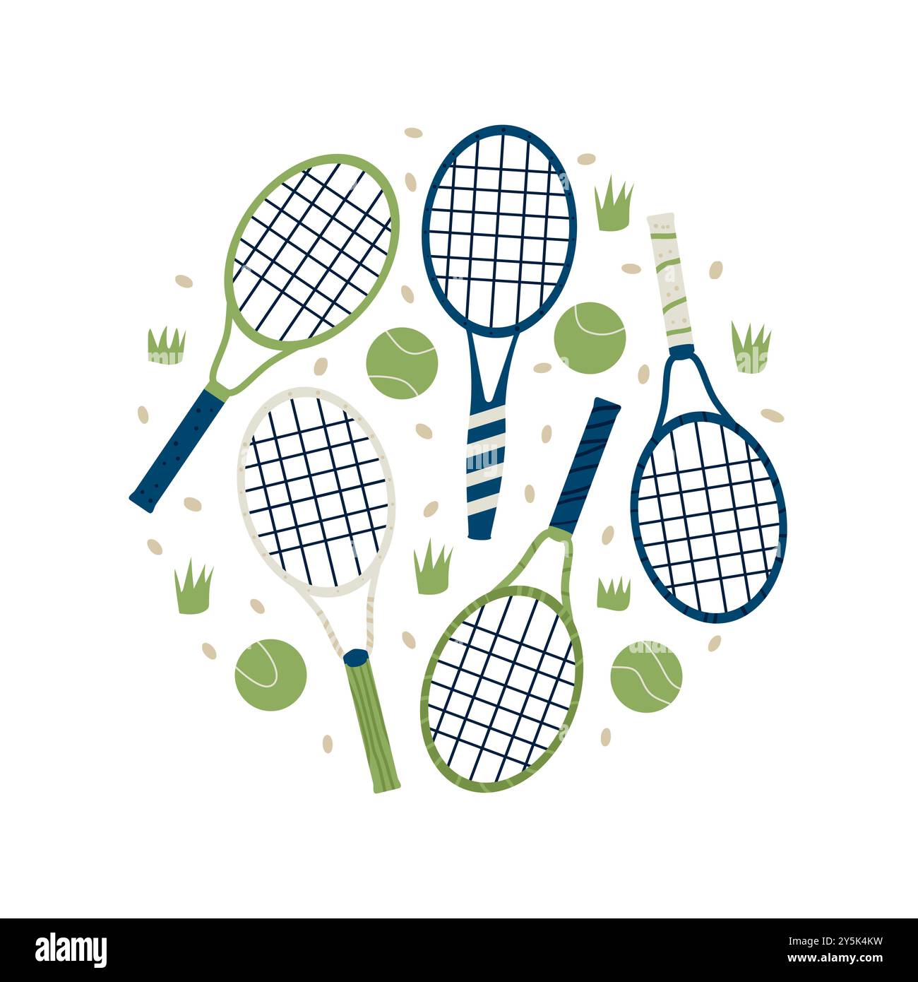 Tennis rackets and balls emblem isolated on white background. Vector ...