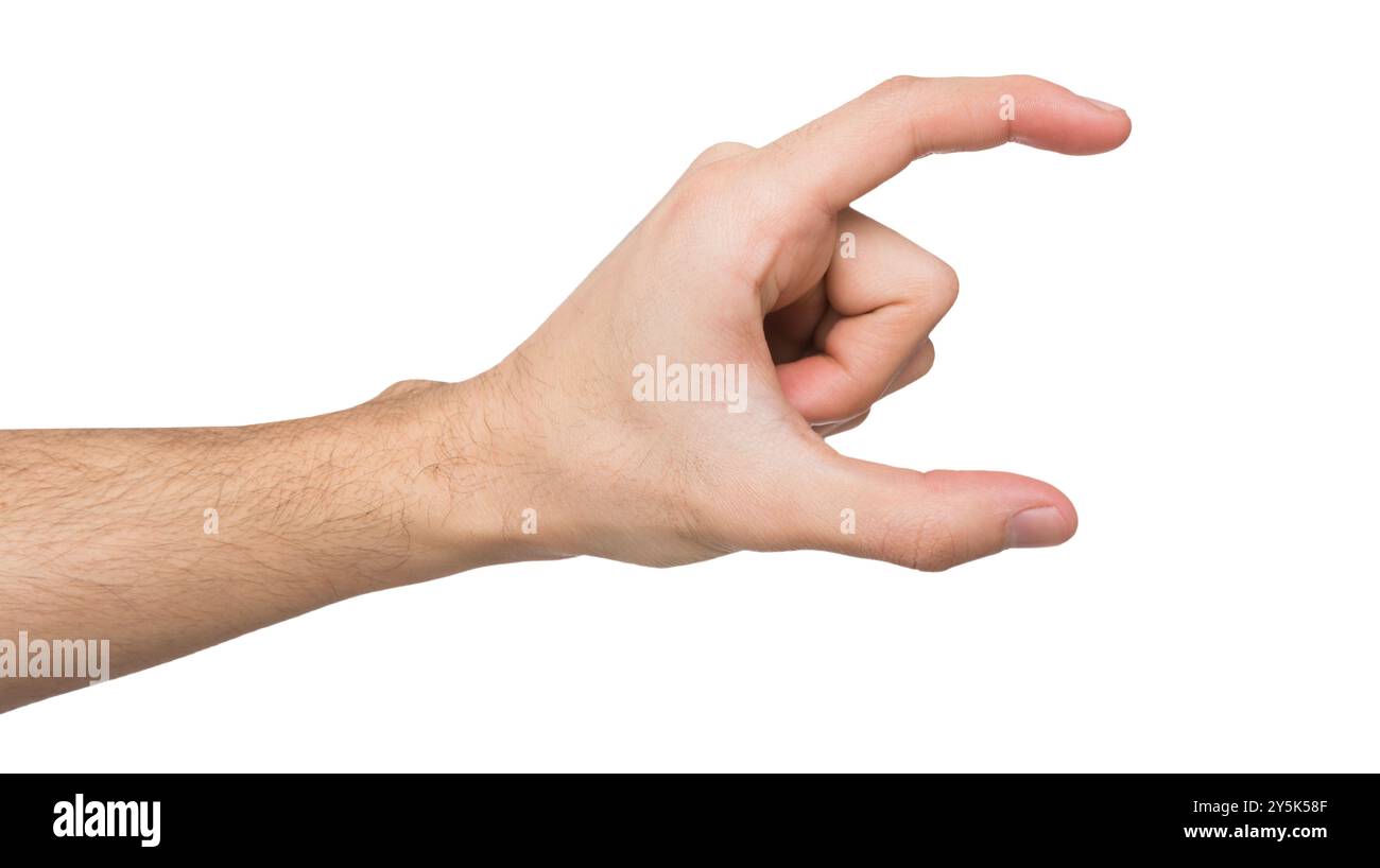 Male hand measuring something, cutout, gesture Stock Photo - Alamy