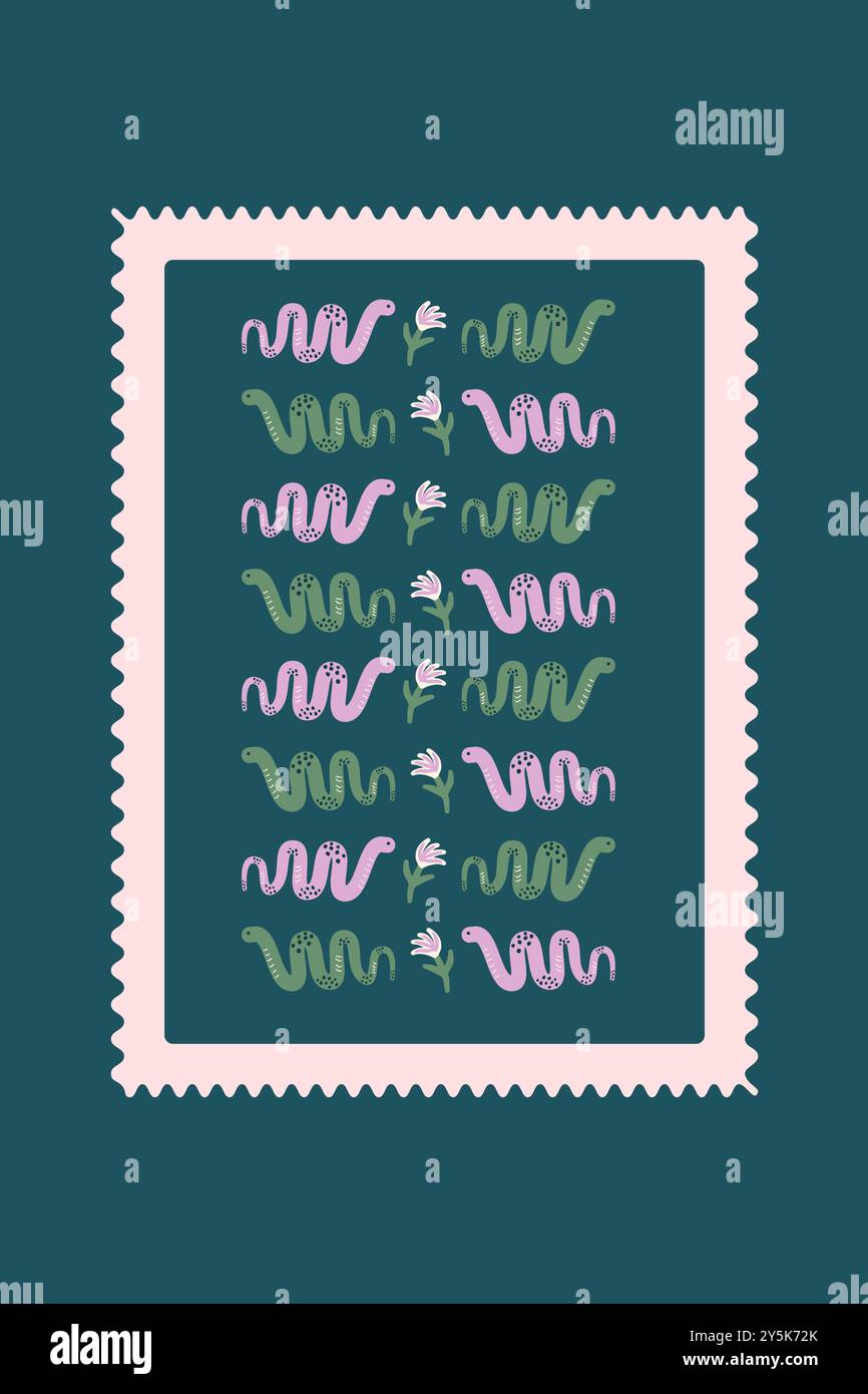 Snakes poster. Reptile animals background. Dark card. Vector hand drawn ...