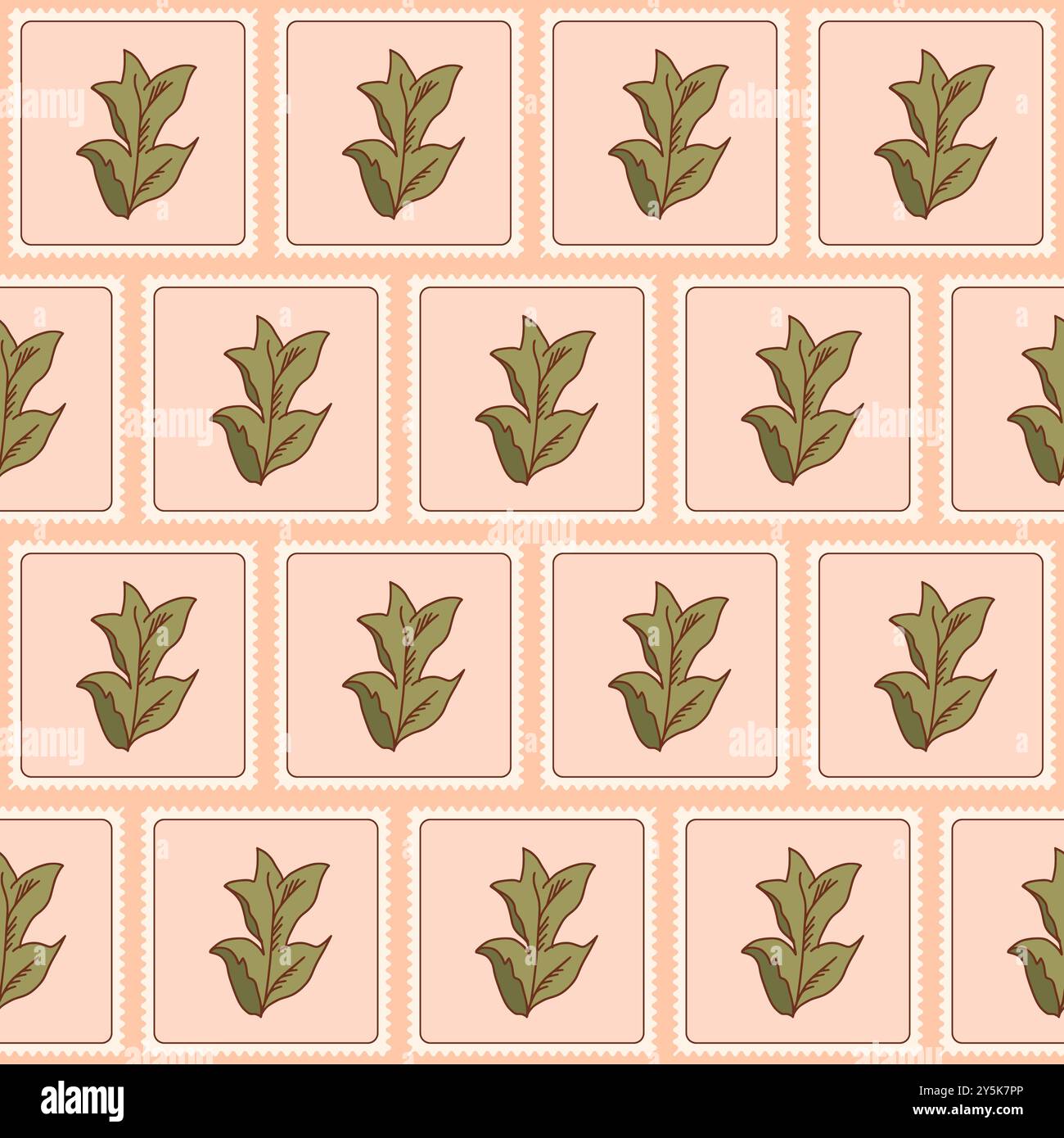 Plant quilted seamless pattern. Leaves patchwork repeat background ...