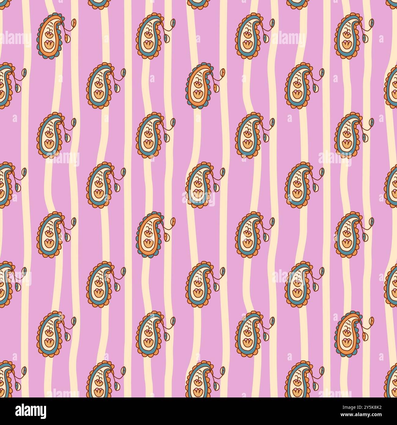 Paisley striped seamless pattern. Foulard ornament endless background ...